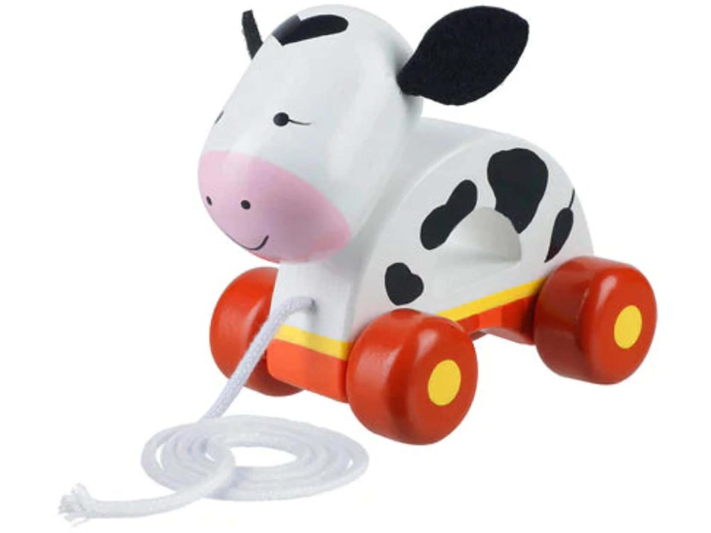 Orange Tree Toys Drvena vozalica krava na povlačenje