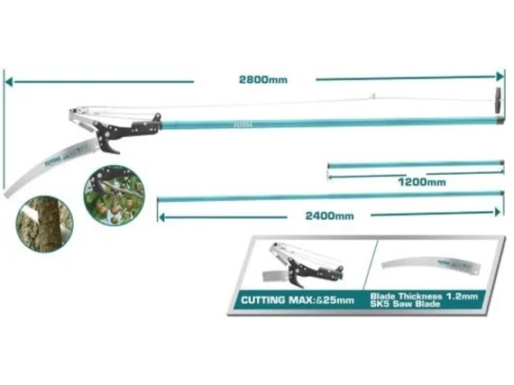 Total alati Teleskpske makaze za grane 2u1 fi25mm 2,8m