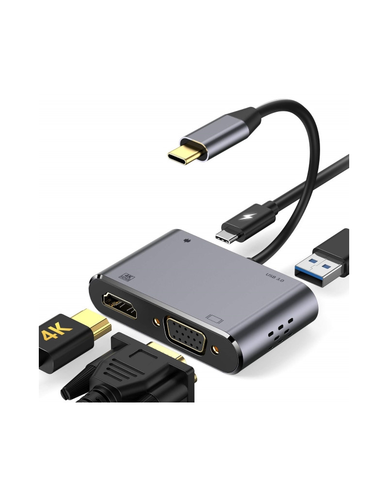 E-GREEN Adapter USB 3.1 Tip C (M) - HDMI+VGA+ 3.0 USB + tip C