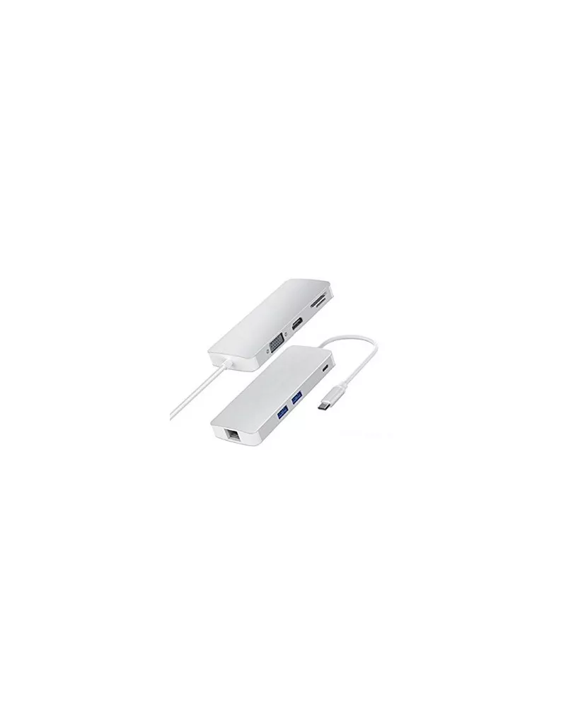 FAST ASIA Adapter-konvertor TIP C na VGA+HDMI+SD/MICRO SD+RJ 45+2xUSB3.0+TIP C