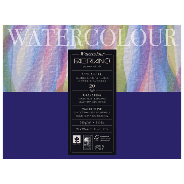 Fabriano Blok Watercolour Blue Cover 24×32/20L 300g 73612432