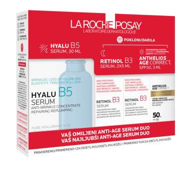 La Roche-Posay Hyalu B5 serum 30 ml + Retinol B3 serum 2 x 5ml + Anthelios age correct 3 ml GRATIS