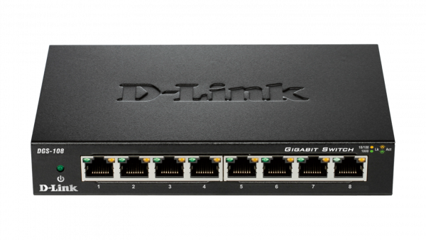 LAN Switch D-Link DGS-108GL/E 10/100/1000Mbps 8port Metal Gigabit