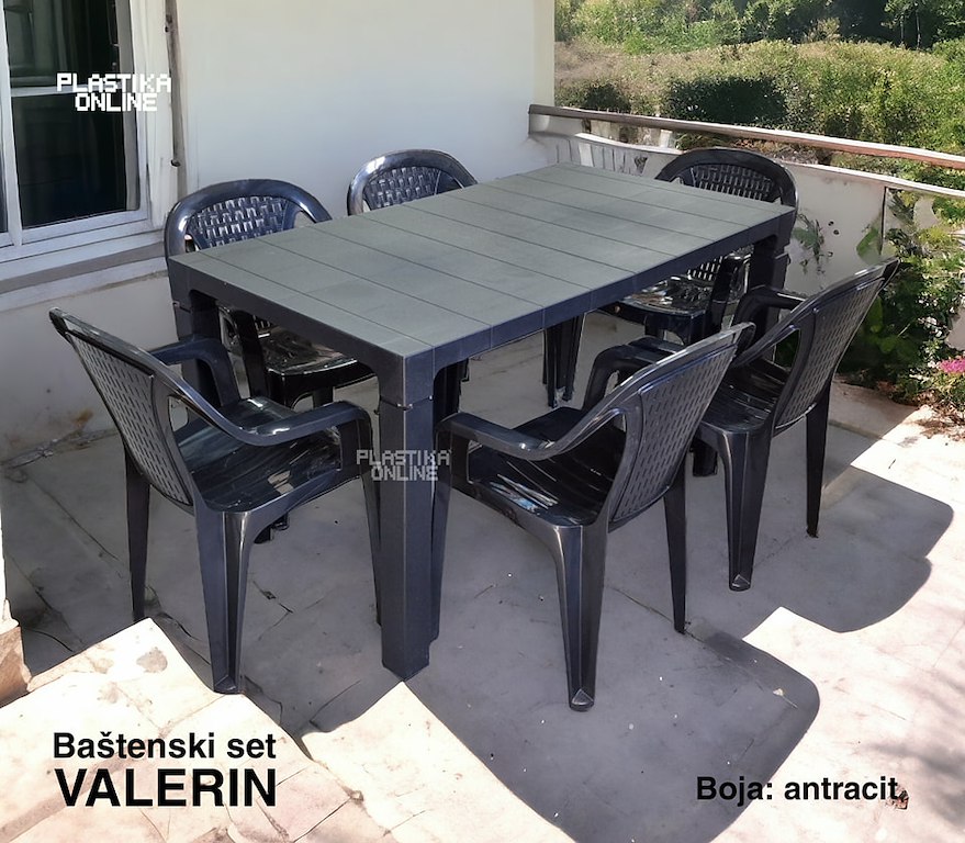 Baštenski set Valerin anrtracit (sto Orfeo 140×80 i 6 stolica Valerija