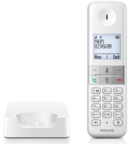Philips D470 White Fiksni bezicni telefon Ekran1.8inc, BLOCK, Polifon,