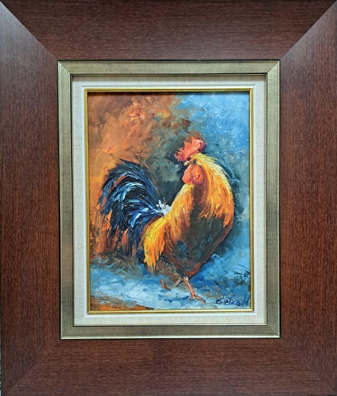 Pevac 7, ulje na kartonu, Vesna Cvetkov, sa 40×34 cm, bez 24×18 cm, uramljena, sertifikat, 70 eura