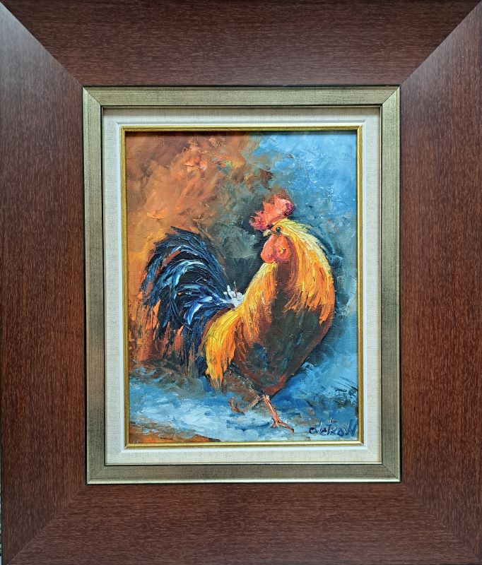 Pevac 7, ulje na kartonu, Vesna Cvetkov, sa 40×34 cm, bez 24×18 cm, uramljena, sertifikat, 8260 dinara