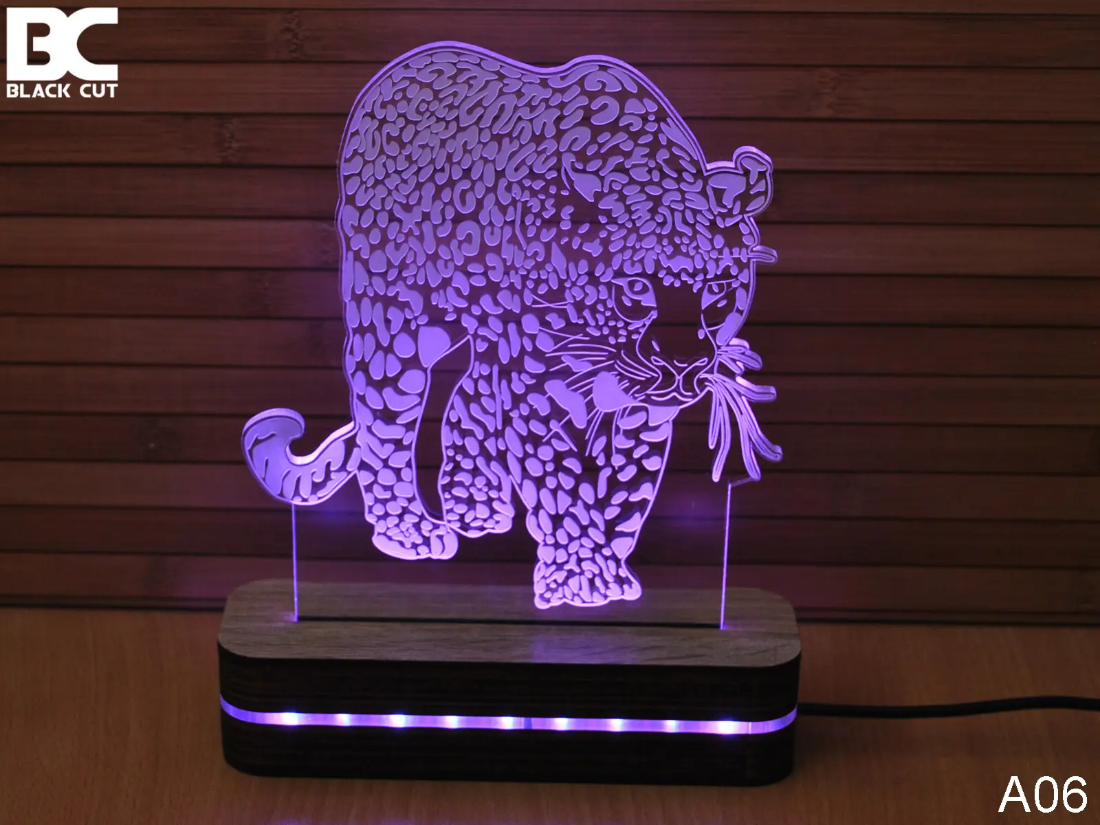 Black Cut 3D Lampa Jaguar, Roze