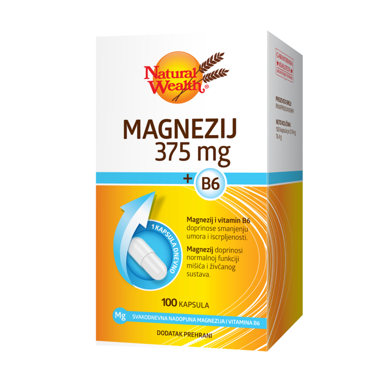 Natural Wealth Magnezijum 375mg + vitamin B6, 100 kapsula