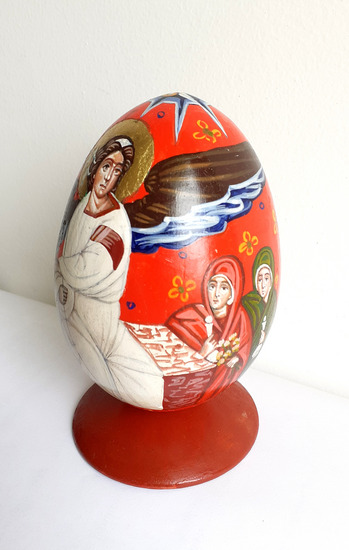 Oslikano drveno jaje (Beli Anđeo)