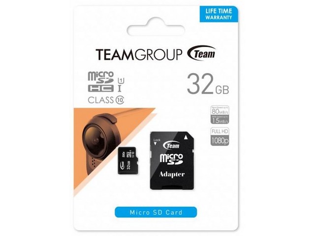 TeamGroup MICRO SDHC 32GB 100/20MB/s UHS-I U1 C10 +SD Adapter TUSDH32GCL10U03