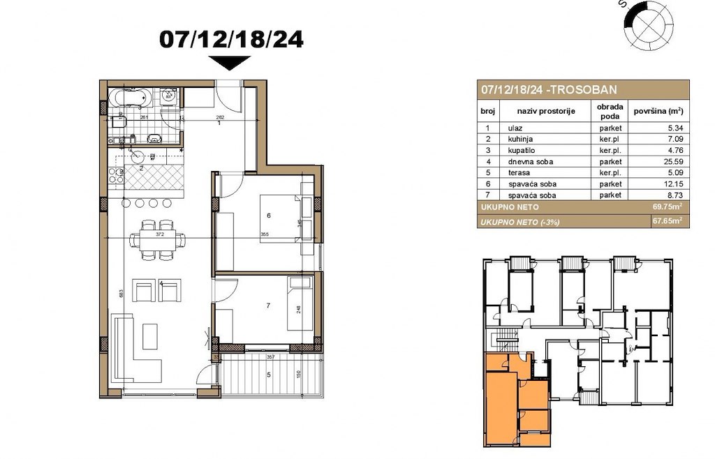 NOVI SAD - TELEP - 69. 75 m2