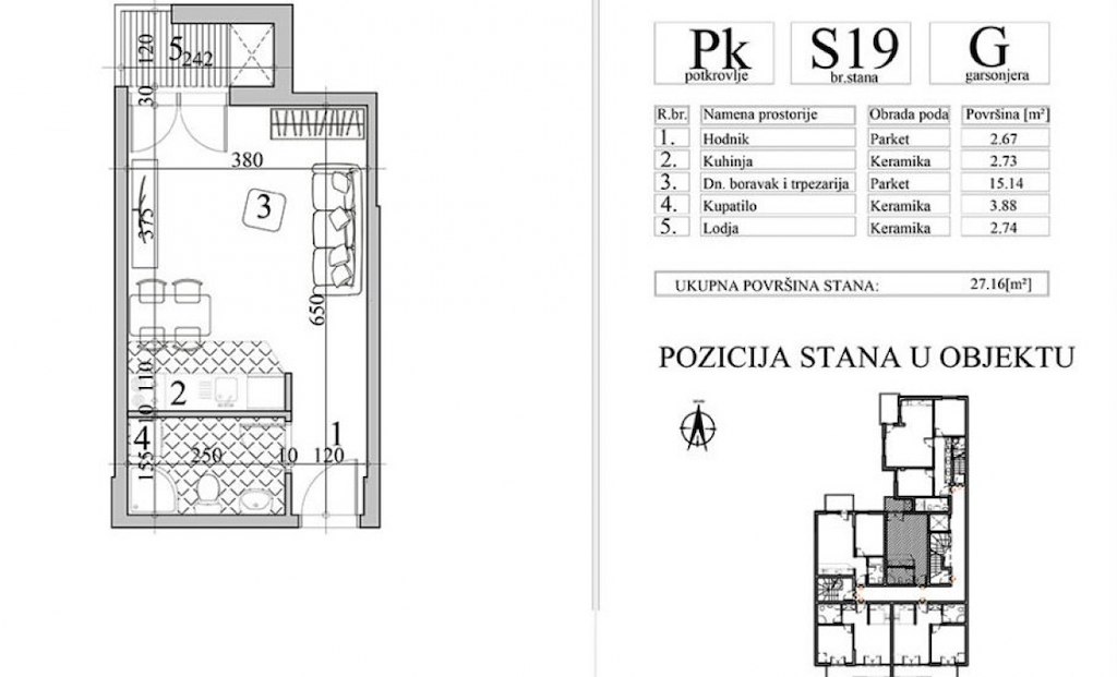 NOVI SAD - NOVA DETELINARA - 27. 16 m2