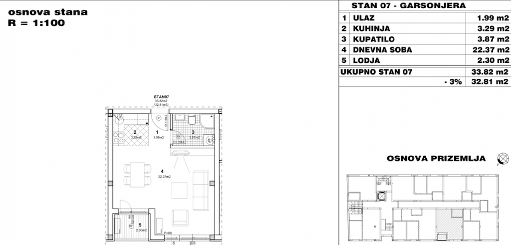 NOVI SAD - NOVO NASELJE - 32. 81 m2