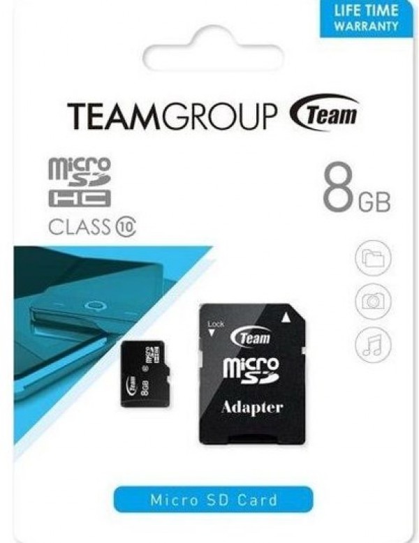 Micro SD kartica SDHC 8GB CLASS 10+SD Adapter TUSDH8GCL1003 TeamGroup