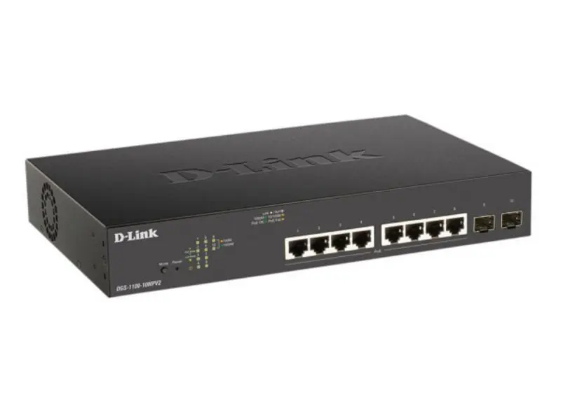 D LINK DGS-1100-10MPV2 Smart LAN Svič 8port/2SFP, Crni