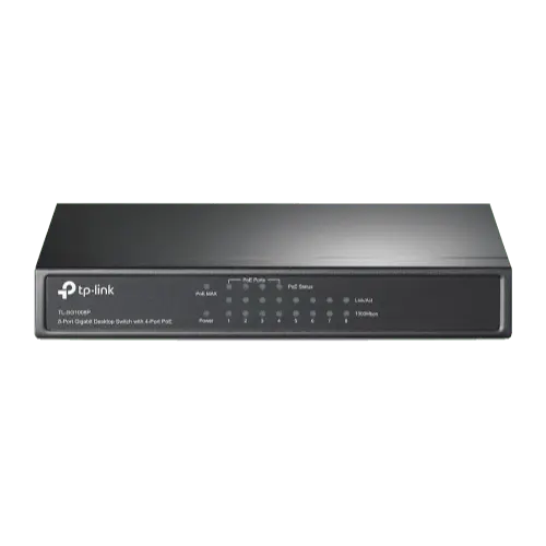 TP-LINK Switch PoE 10/100/1000 8-port TL-SG1008P, 4 PoE porta