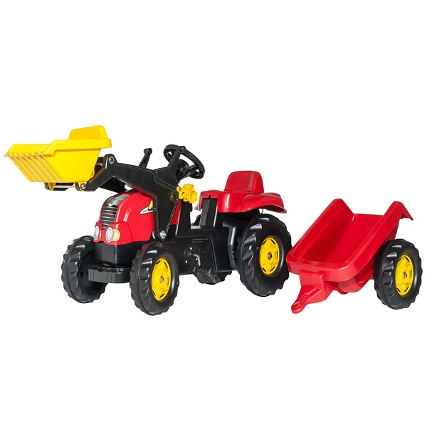 RollyToys Traktor na pedale sa prikolicom sa prikolicom i utovarivačem crveni (023127)