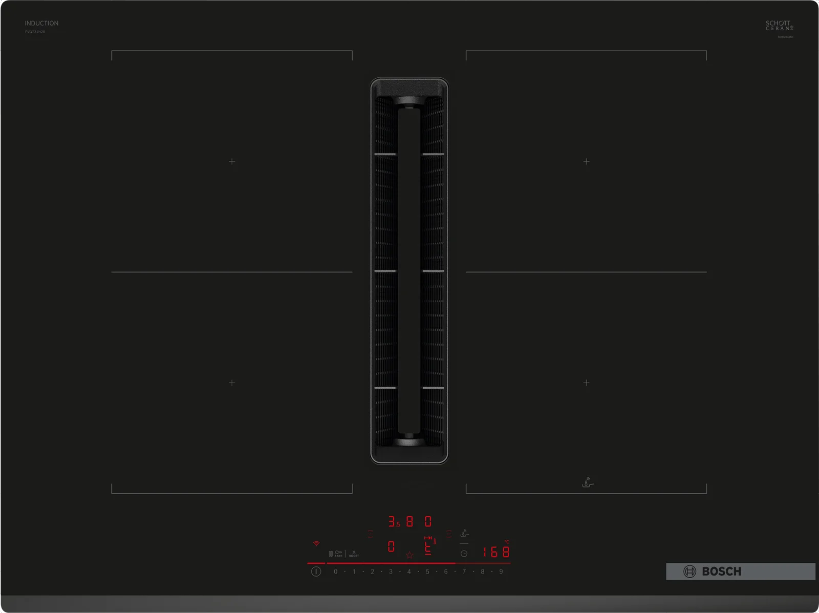 Series 6, Induction hob with integrated ventilation system, 70 cm, surface mount without frame, PVQ731H26E