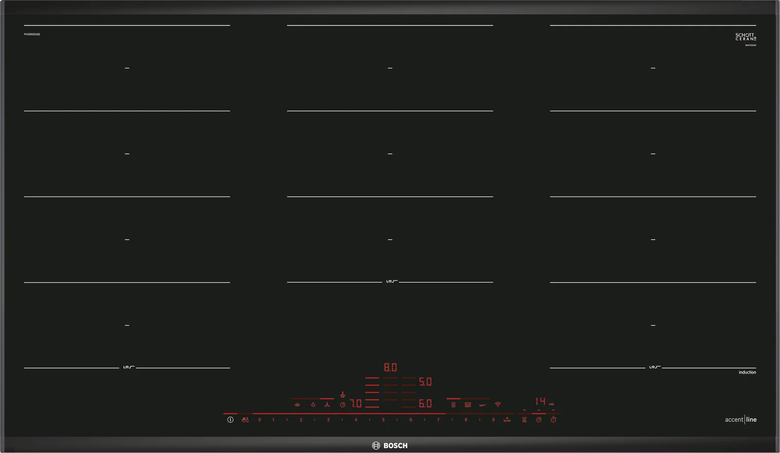 Series 8, Flex induction hob, 90 cm, Black, surface mount with frame, PXX995DX6E