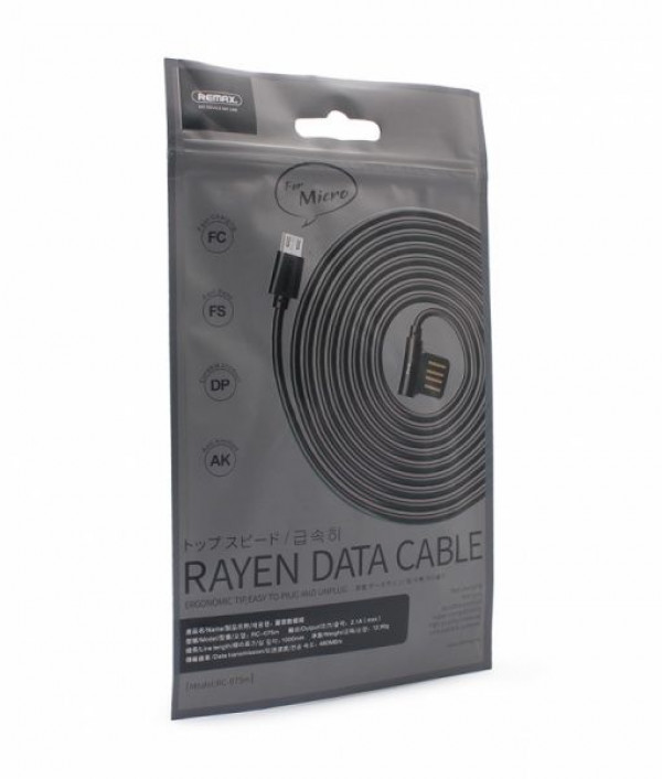 Data kabl REMAX Rayen RC-075m micro USB crni 1m