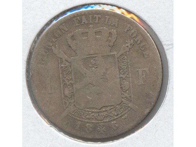 Belgija 1 franak 1867