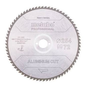 Metabo rezna ploča "ALUMINIUM CUT - PROFESSIONAL" 254x2.0x30mm HW/CT 72 zuba 628447000