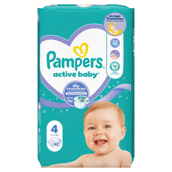 Pampers pelene active JPM 4 Maxi 9-14kg 62kom