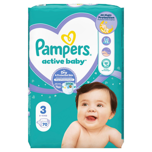 Pampers pelene active dry jpm vel.3 6-10 kg 70kom