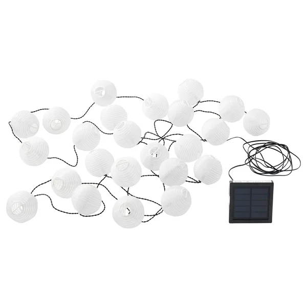 LED lanac s 24 svetla, napolju solarno/lopta bela