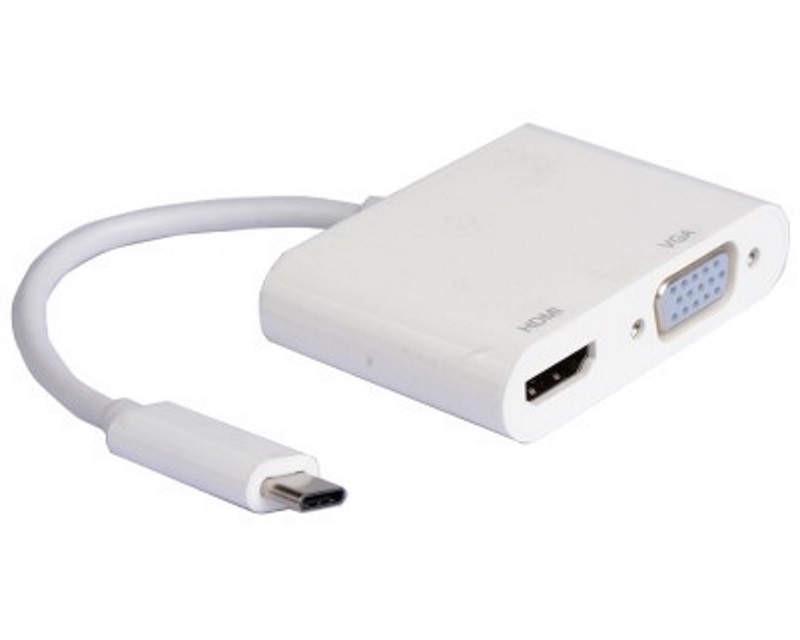 E-GREEN - Adapter USB 3.1 tip C (M) - HDMI + VGA (F) beli