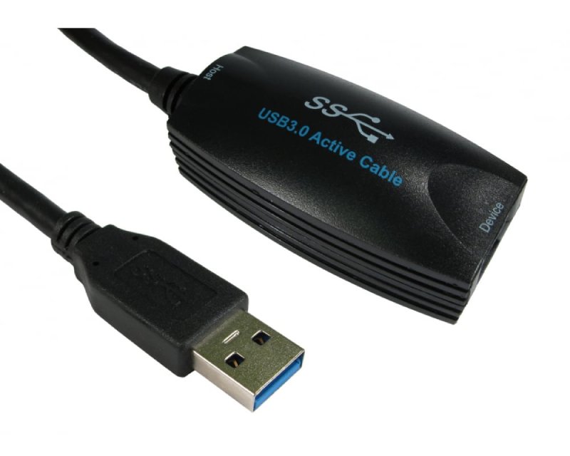 E-GREEN - Kabl sa pojačivačem 3.0 USB A (M) - USB A (F) 5m crni