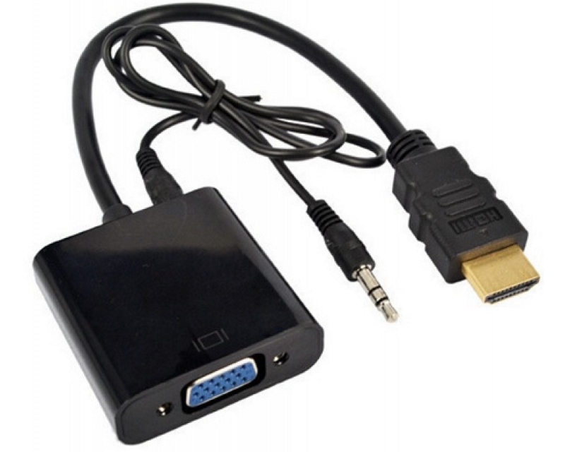 E-GREEN - Adapter HDMI (M) - VGA D-sub (F) + Audio kabl 3.5mm (M/M) crni