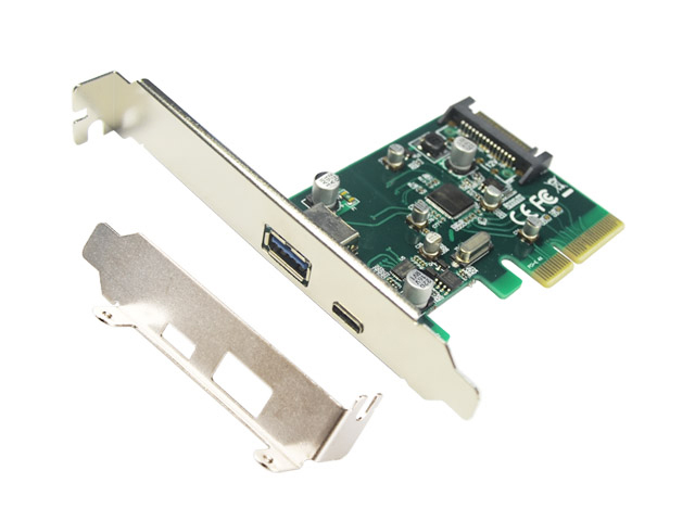 E-GREEN - PCI-Express kontroler na USB 3.1 Tip A + USB-C Host Controler (Asmedia 1142)