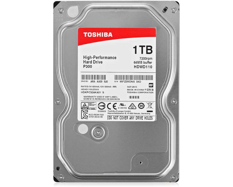 TOSHIBA - 1TB 3.5 inča SATA III 64MB 7.200rpm HDWD110UZSVA P300 series hard disk