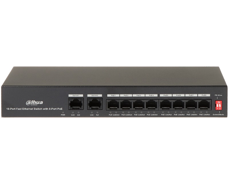 DAHUA - PFS3010-8ET-65 10-Port Fast Ethernet Switch with 8-Port PoE