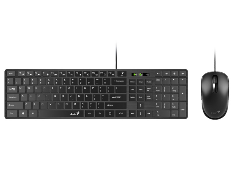 GENIUS - SlimStar C126 USB YU crna tastatura+ USB crni miš