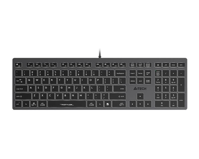 A4 TECH - FX60 Scissor Switch Backlit USB US siva tastatura