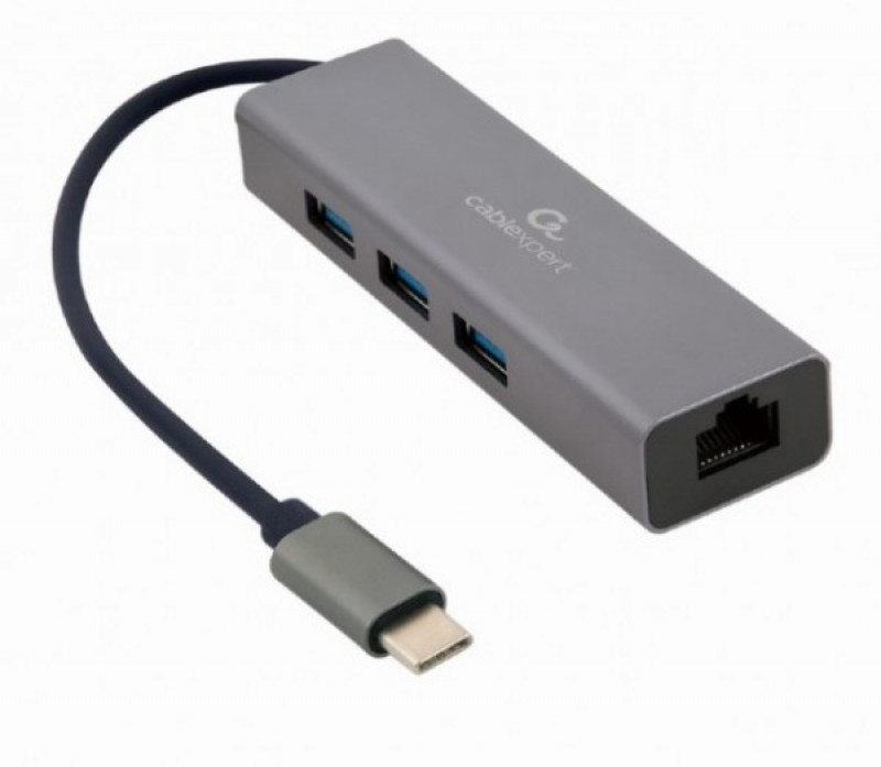 A-CMU3-LAN-01 Gembird USB-C Gigabit network adapter + 3-port USB 3.1 HUB (alt.A-CMU3-LAN-05)