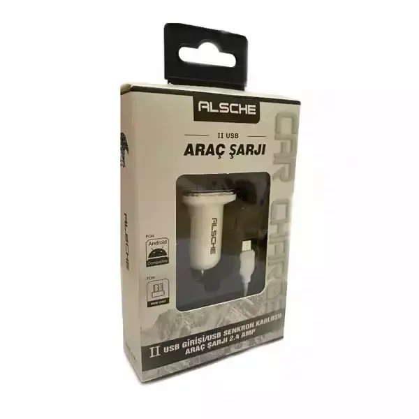 ALSCHE Auto punjač 2.4A sa Micro USB kablom beli