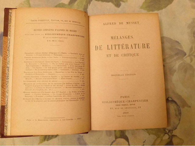 A. de Musset: Melanges de Literature et de Critique