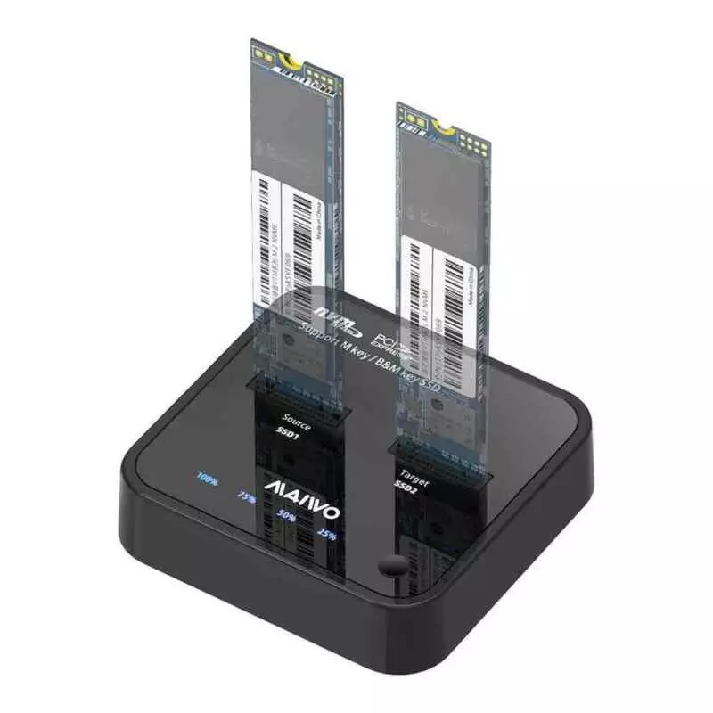 Docking station MAIWO K3016P2,Type C 3.2 na 2x M.2 NVMe clone crni