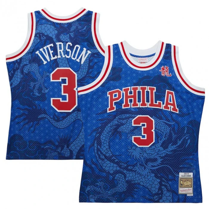 Allen Iverson 3 Philadelphia 76ers 1996-97 Mitchell and Ness Asian Heritage 6.0 Fashion Swingman dres