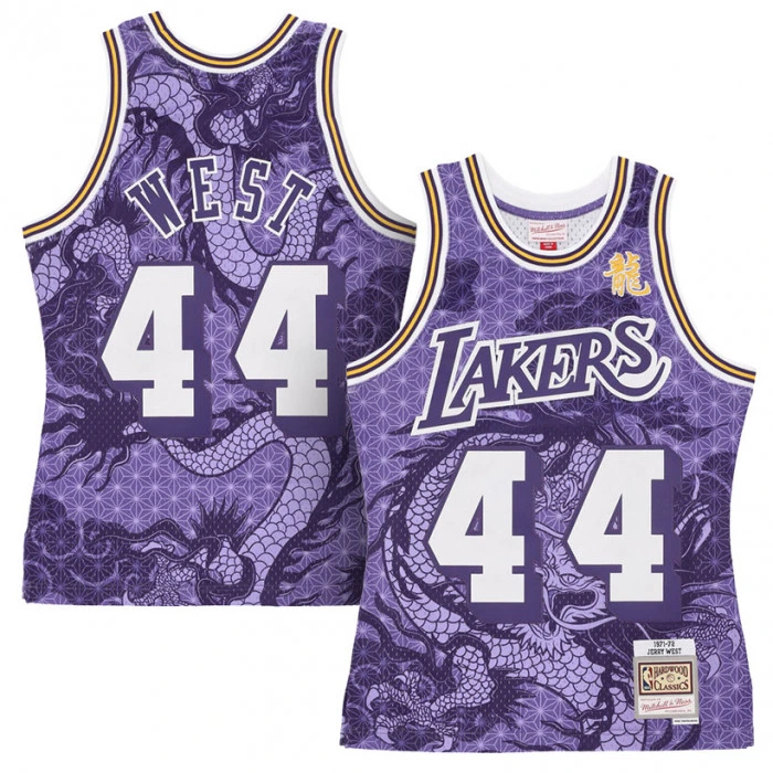 Jerry West 44 Los Angeles Lakers 1971-72 Mitchell and Ness Asian Heritage 6.0 Fashion Swingman dres