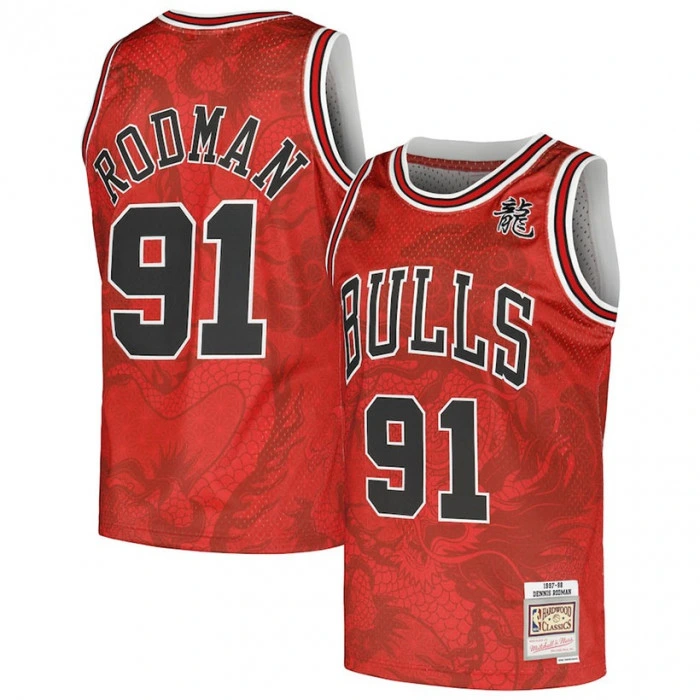 Dennis Rodman 91 Chicago Bulls 1997-98 Mitchell and Ness Asian Heritage 6.0 Fashion Swingman dres