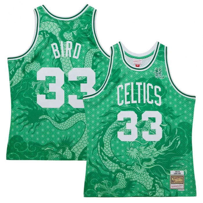 Larry Bird 33 Boston Celtics 1985-86 Mitchell and Ness Asian Heritage 6.0 Fashion Swingman dres