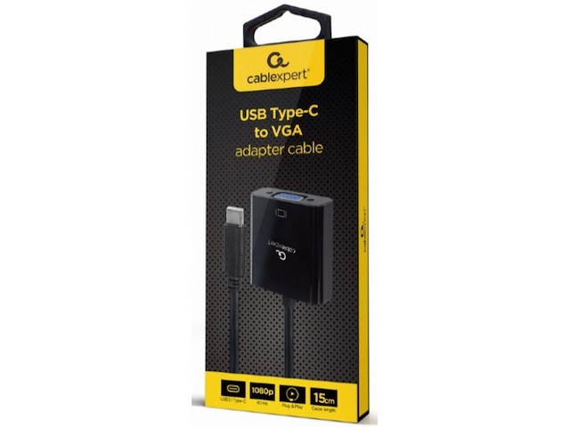 A-CM-VGAF-01 Gembird USB Type-C to VGA adapter cable, 15 cm, black