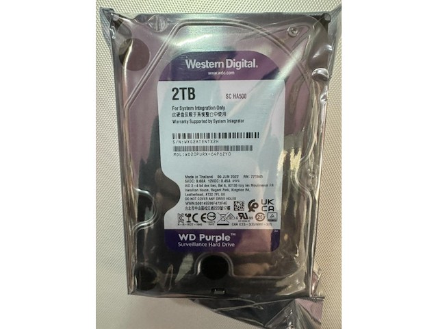 Western Digital Hard Disk Hdd 3.5` WD Purple 2TB