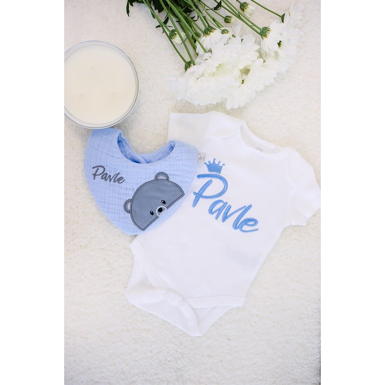 Baby plavi set/bodić/muslin portikla/aplikacija