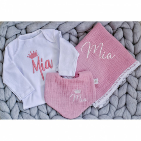 Tamno roze/ bodić/muslin set